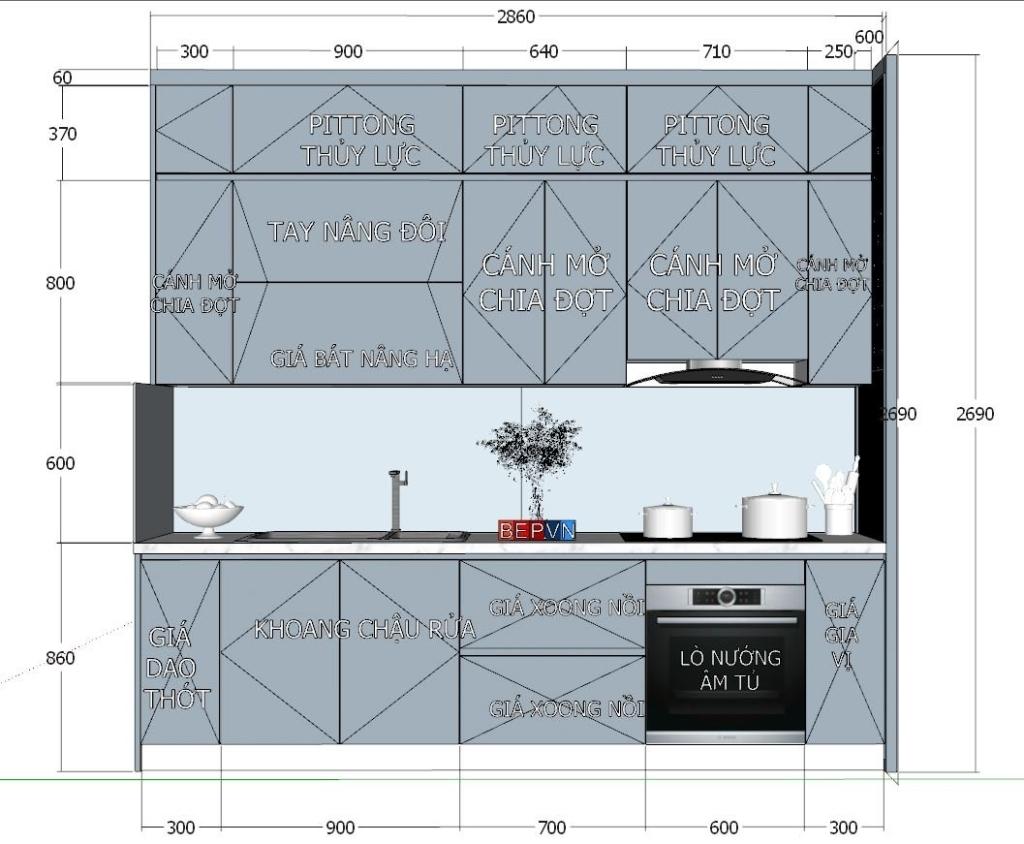 Thiết kế tủ bếp chung cư Vinsmart City - Gia đình anh Long - Bep.vn ...