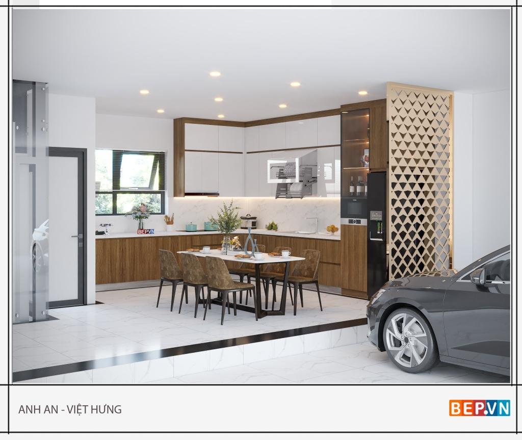 Tủ bếp chữ L hiện đại, tiện nghi cho nhà phố - Tủ bếp gia đình anh An ...