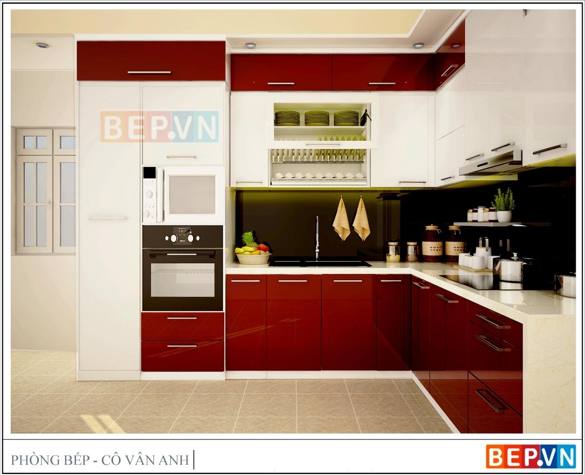 TỦ BẾP ACRYLIC KỊCH TRẦN GIA ĐÌNH CÔ VÂN ANH | Bep.vn